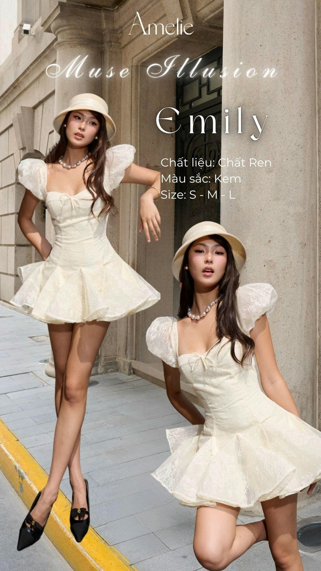 AMELIE- Emily dress with square neck and flared sleeves AME269 | Shopee ...