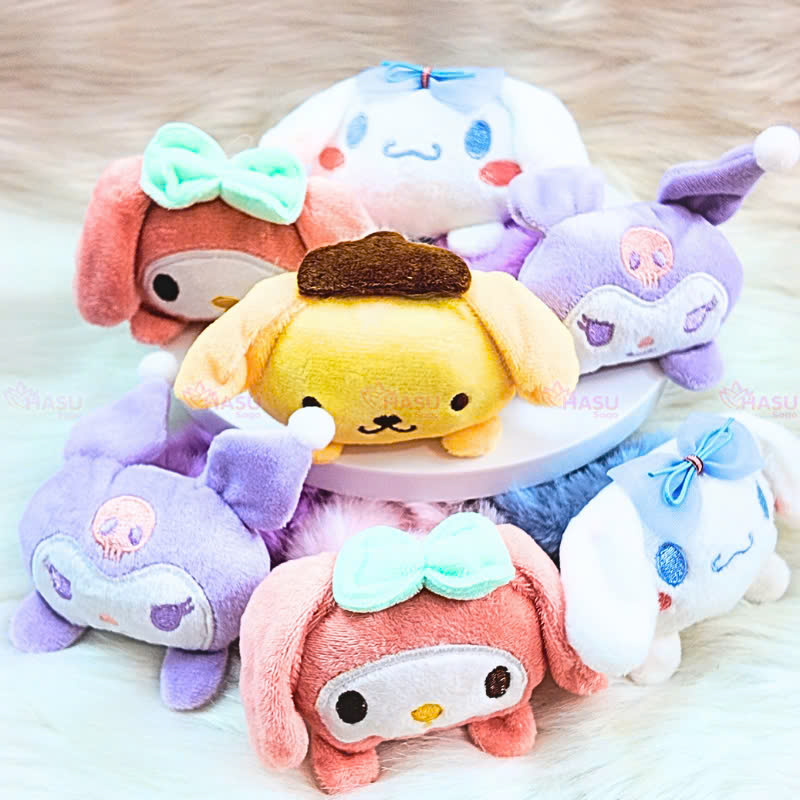 Sanrio Cute Cartoon Charm Plush Hair Tie Solid Color Autumn Winter for ...