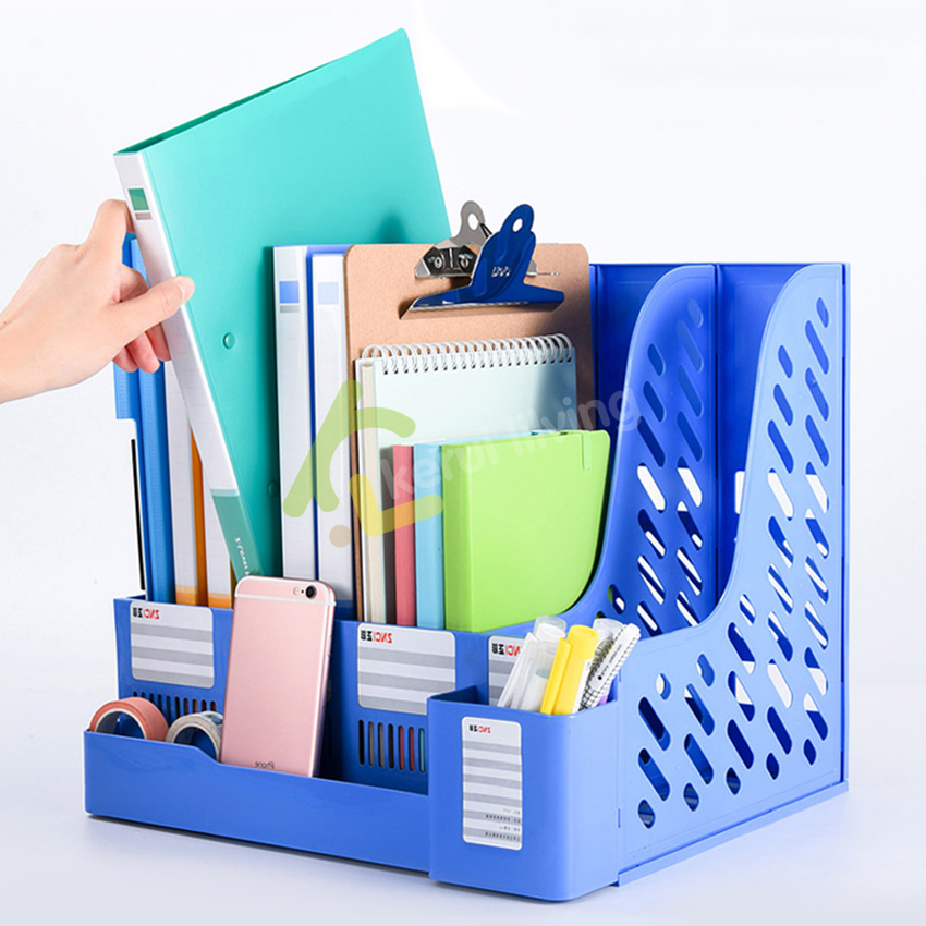 Pikup 3-compartment men's file for files, green plastic desk stand ...