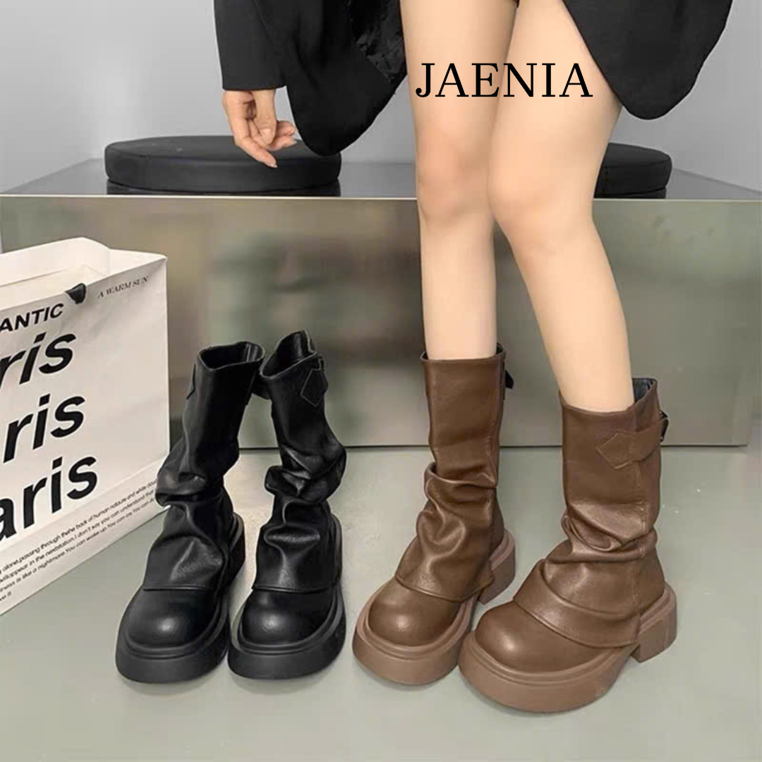 Women's boots with thick sole, 5cm high heel, 25cm high collar, high ...