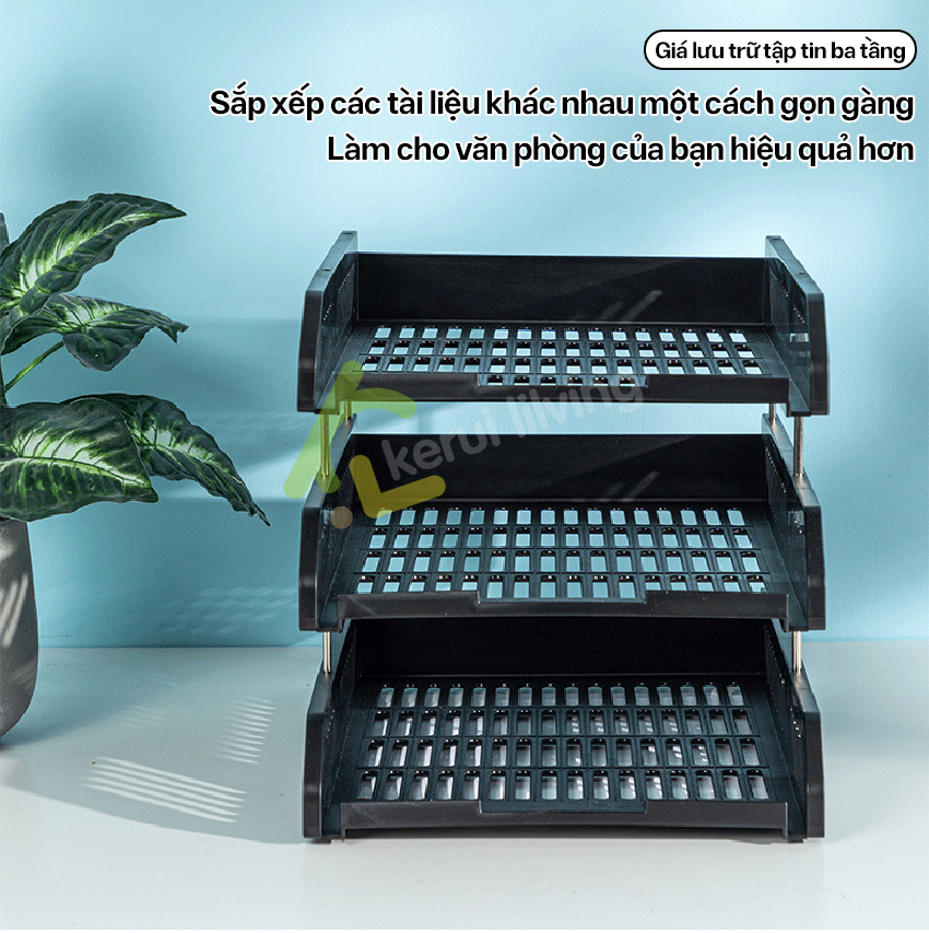 Salay 3-tier file rack, office document shelf, plastic file rack ...