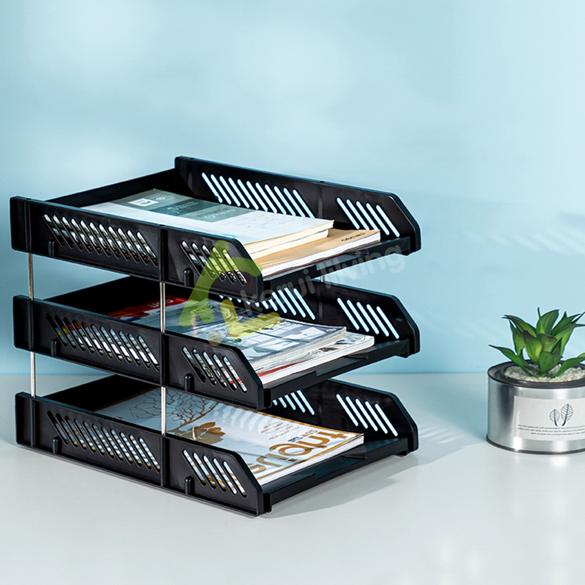 Salay 3-tier file rack, office document shelf, plastic file rack ...