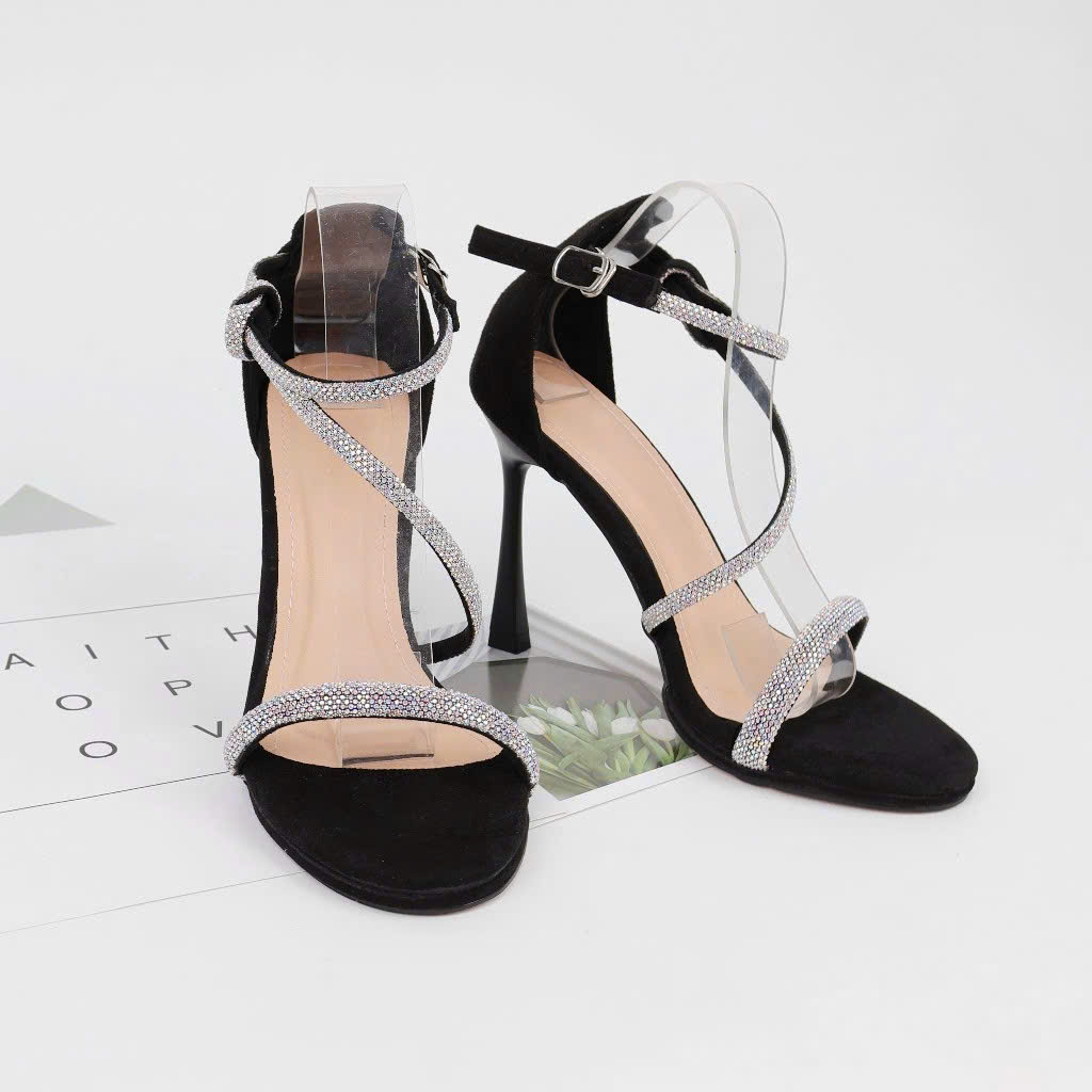 Link Shoes High Heel Women's Shoes with Stone Straps, Round Toe Cross ...