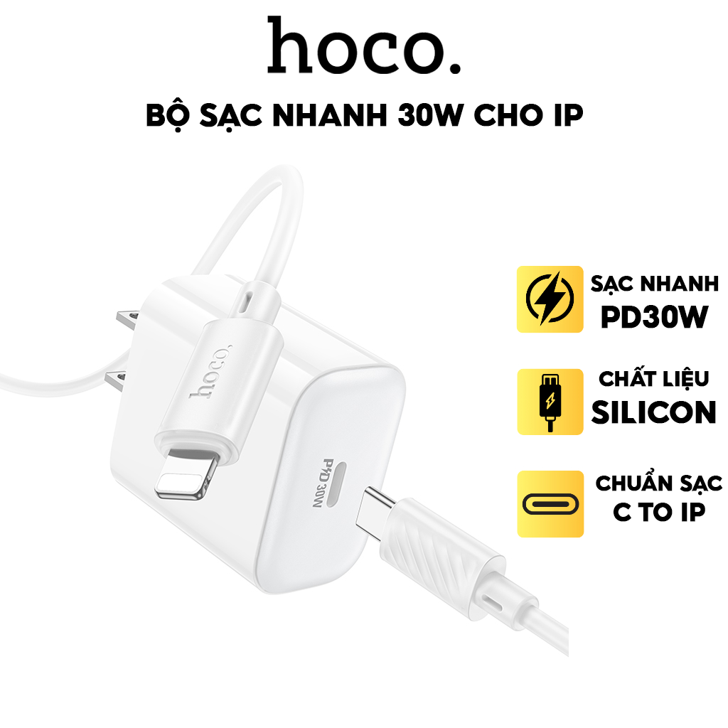 Hoco Genuine PD30W fast charger Type-C to L head, For IP 14-13-12-17-8 ...