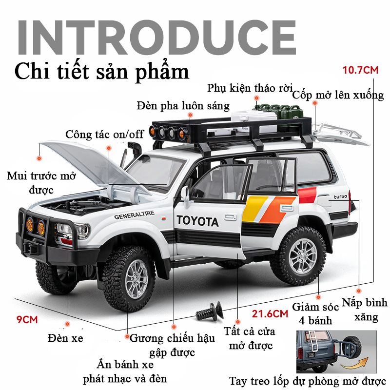 Alloy Toyota Land Cruiser LC80 KAVY car model with music and lights, 1: ...