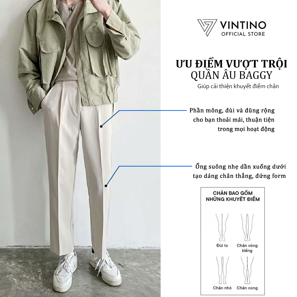 VINTINO Korean Men's Baggy Trousers Straight Black QABG Stretch Vitex ...