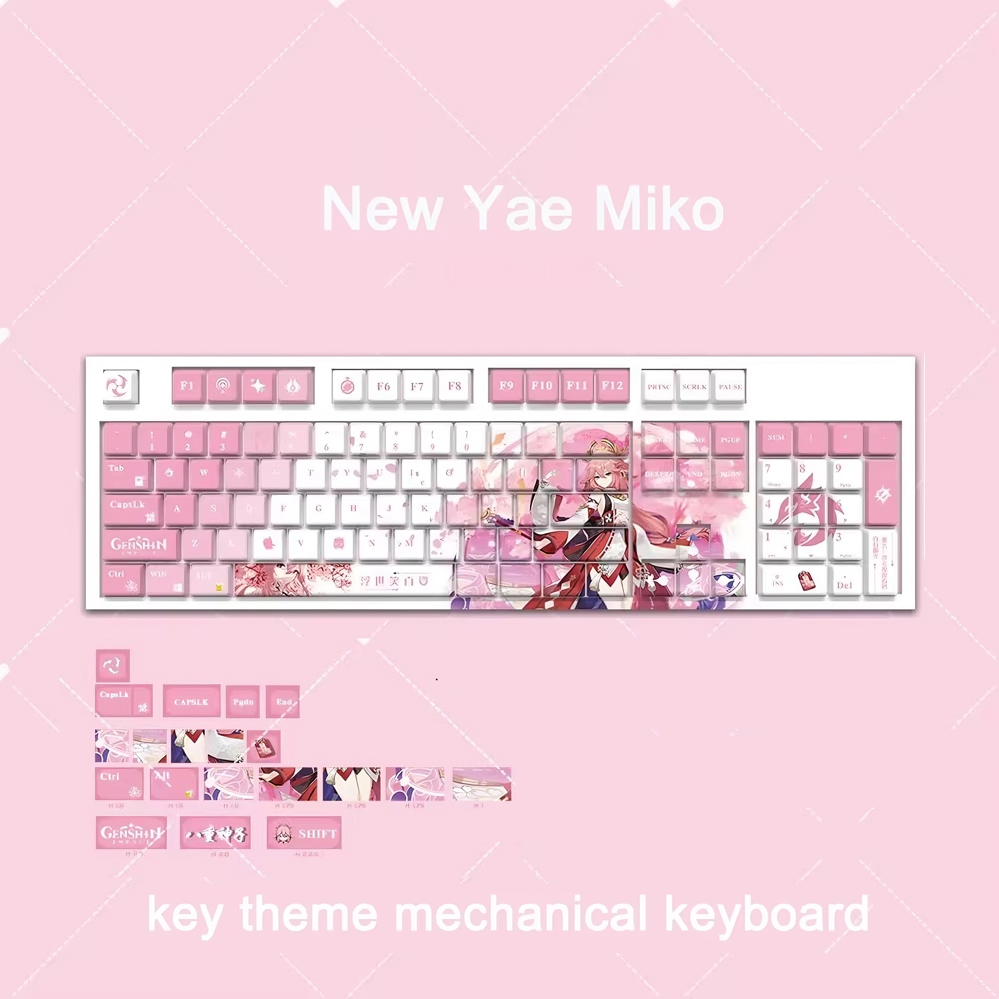 [FAST DELIVERY] Yae Miko PBT English-Japanese bilingual Keycap 130 keys ...