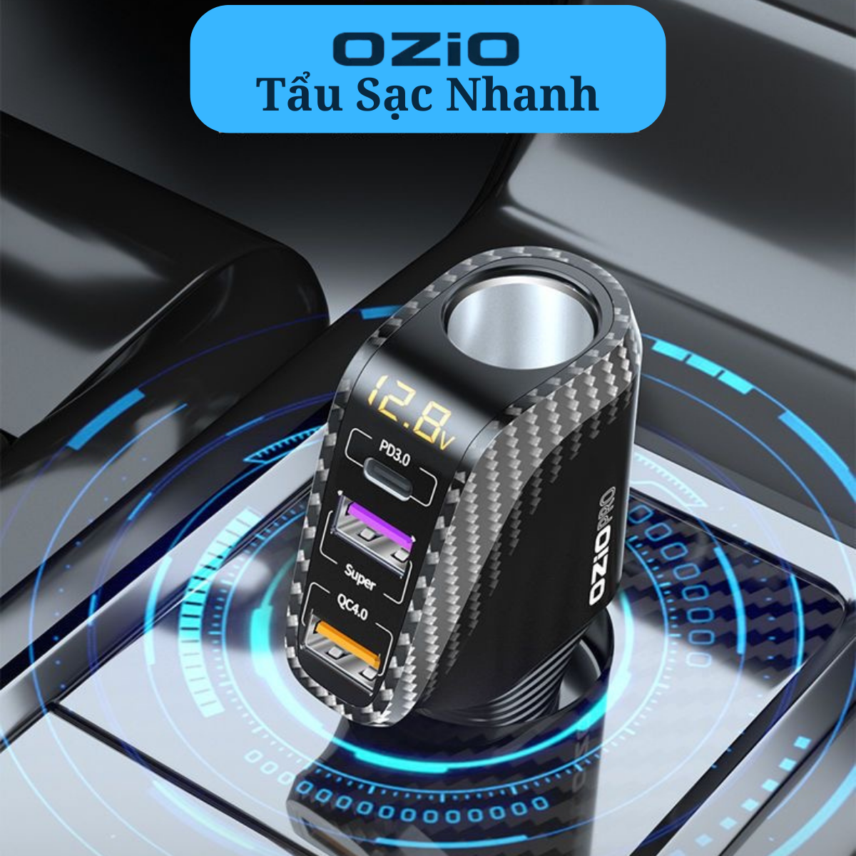 Ozio Pro 3-Port 12-24V Smart 100W Car Fast Charger for Breo Cars ...
