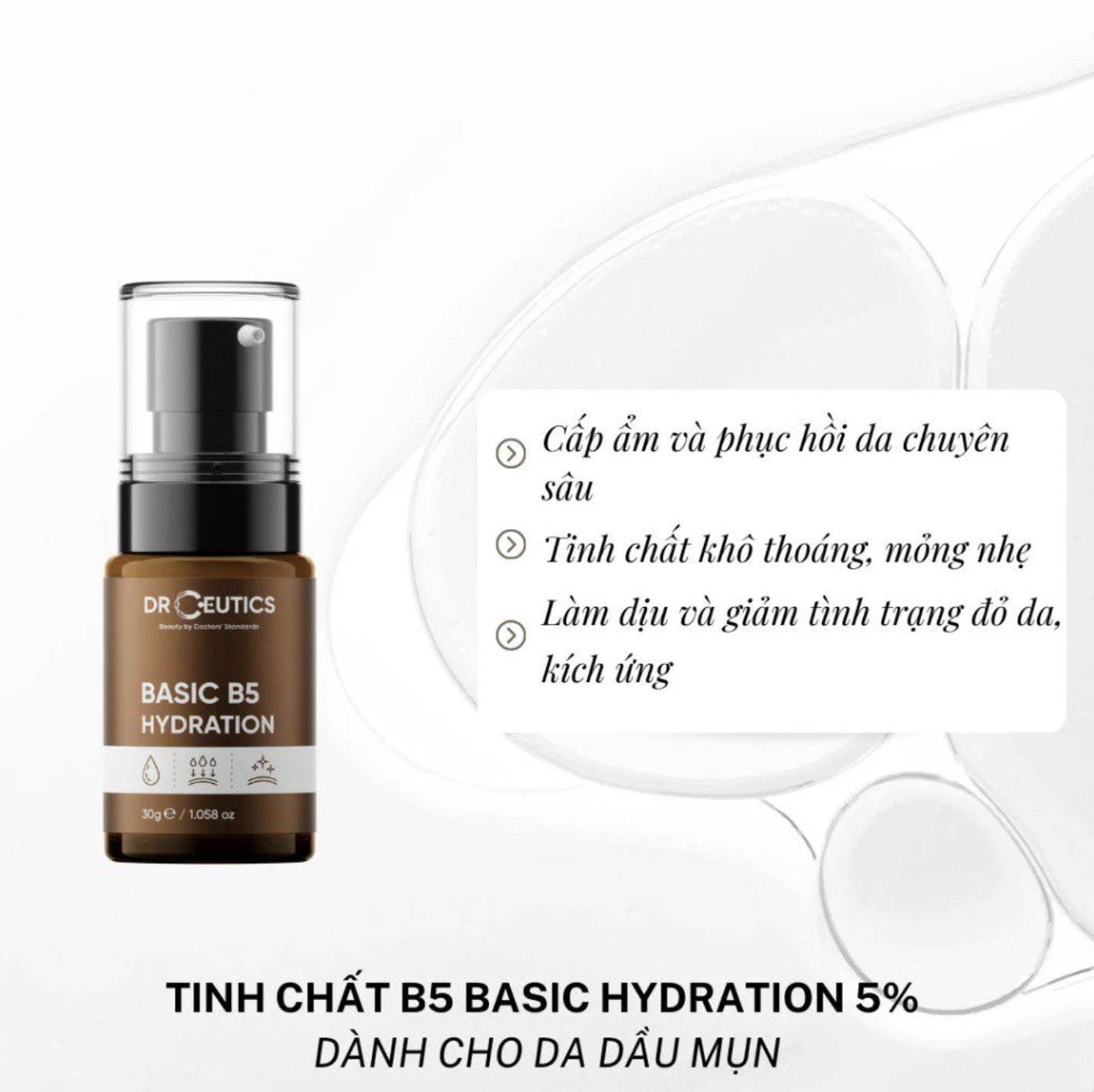 Serum B5 DrCeutics Basic B5 Hydration, Basic B5 5%, Dexpanthenol 10% Centella HA, Intensive Dex ...