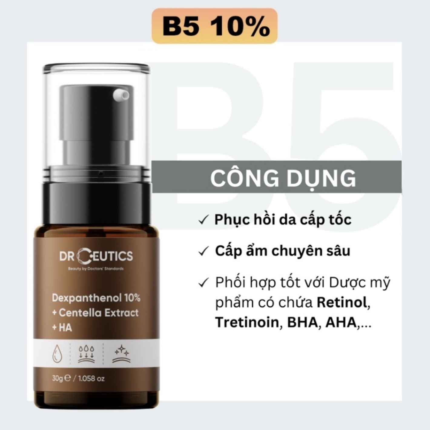 Serum B5 DrCeutics Basic B5 Hydration, Basic B5 5%, Dexpanthenol 10% ...