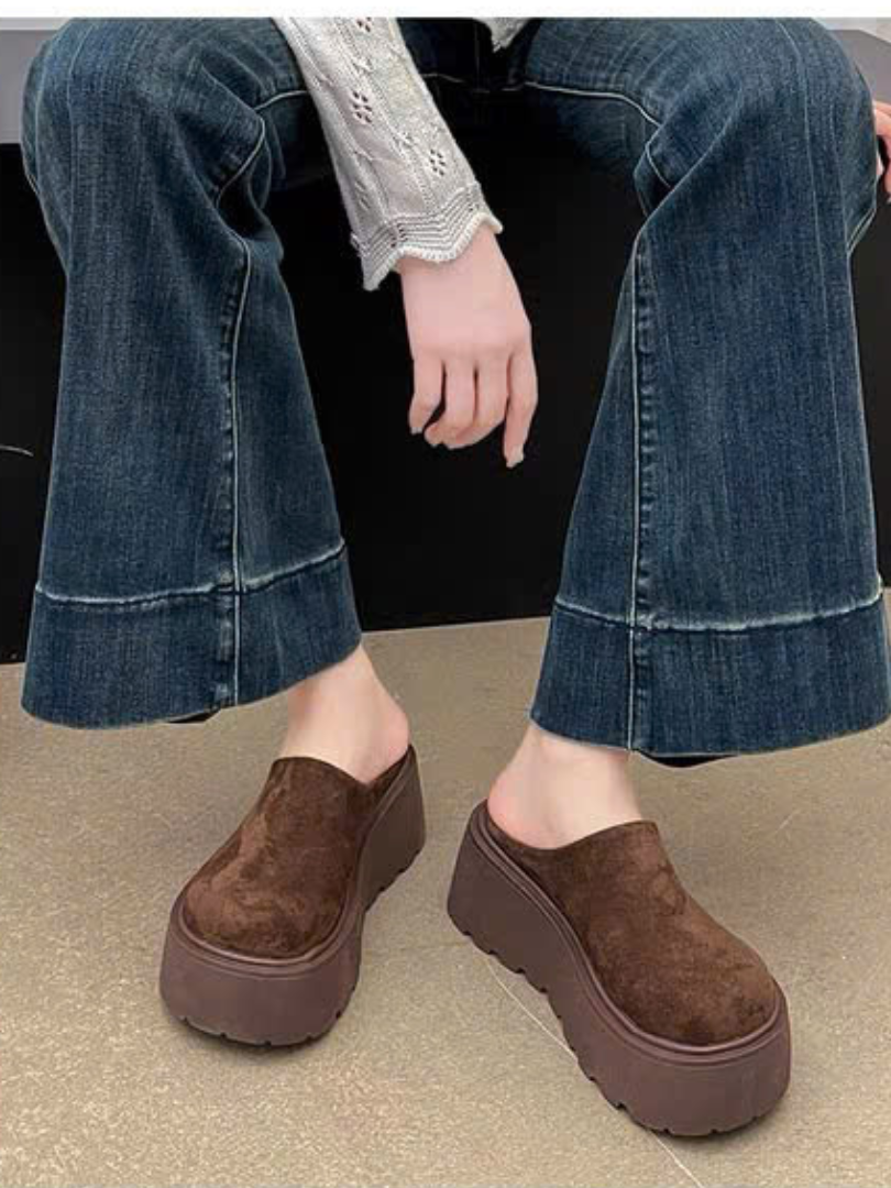 Hottrend 2024 brown high heel women's thong, 6cm high, easy to clean for going out to work ...