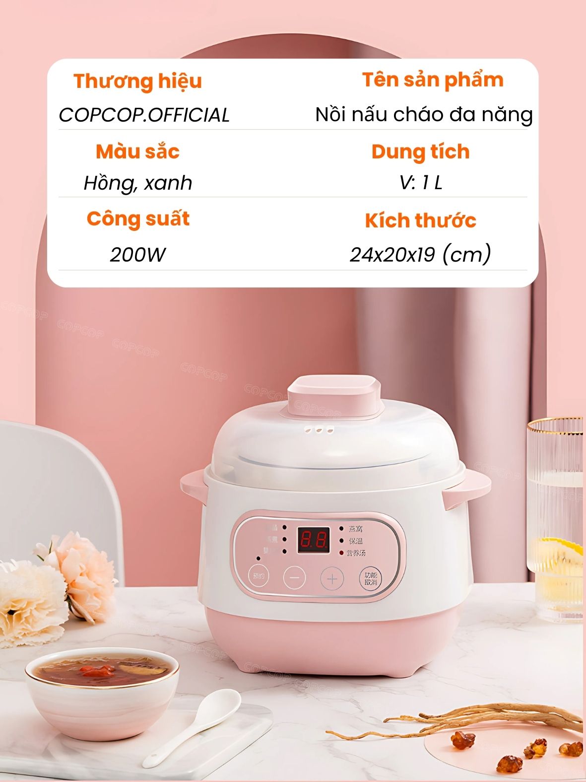 Seka multi-function slow porridge cooker, bird's nest steamer, 1L ...