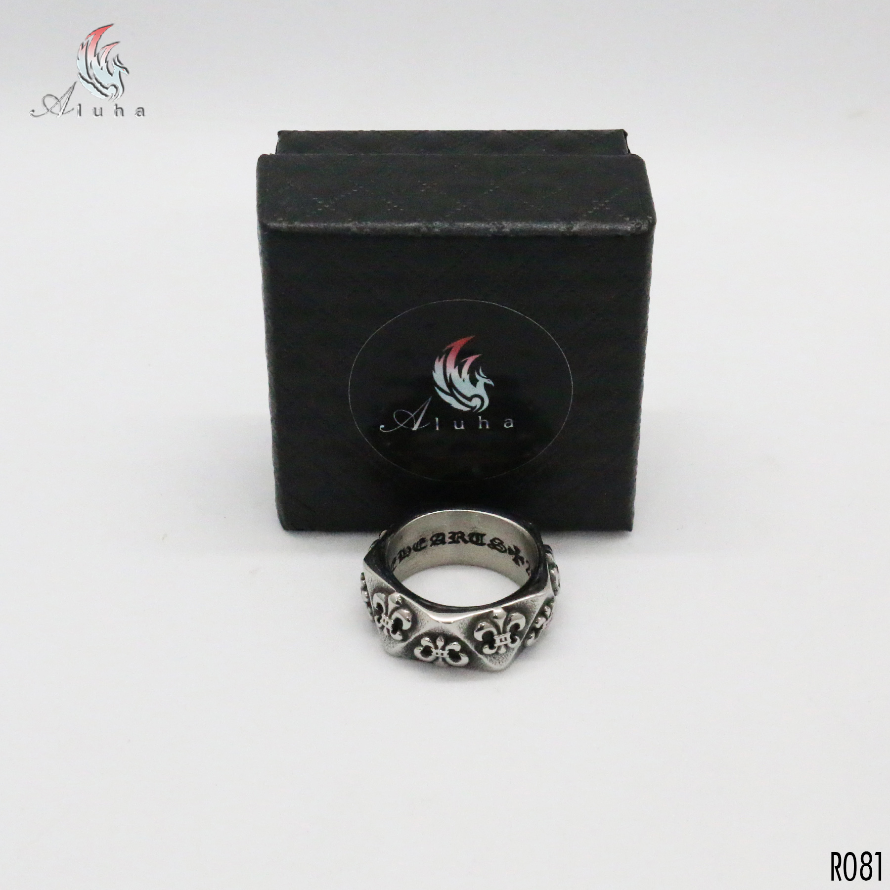 Chrome Heart PENTAGON BS FLEUR stainless titanium ring with unique ...