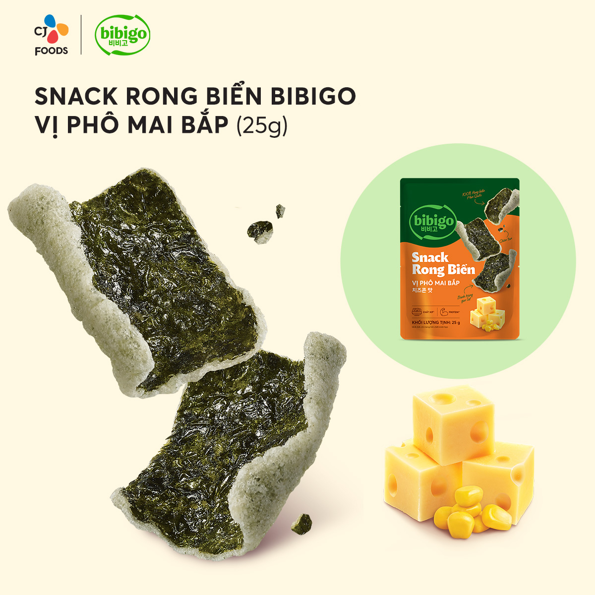 Bibigo Korean Instant Seaweed Snack Corn Cheese Flavor 25g | Shopee ...