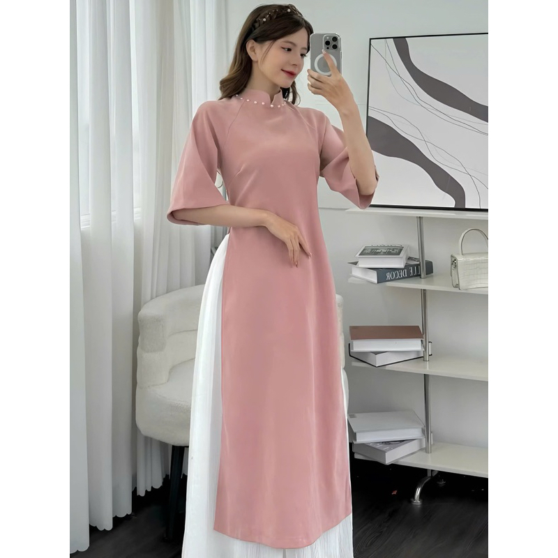 Modern Chinese Ao Dai with Pearls Includes Velvet Ao Dai + Long Silk ...