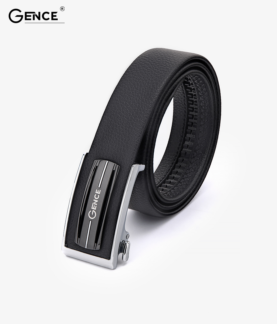 GENCE LG33 Branded Men's Belt Made of High Quality Black Cowhide ...