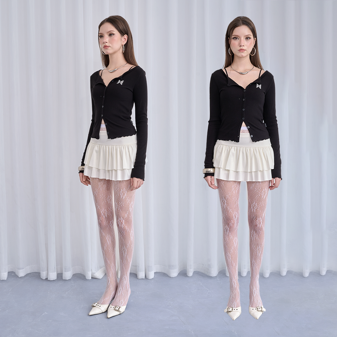 THEKIM 2-layer flared short skirt, wide-waist short skirt with ...