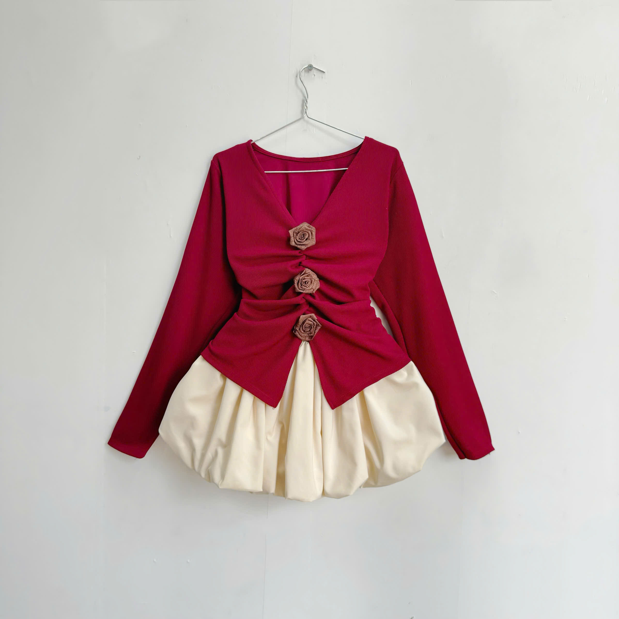 Set Big Size Design Women's Soft Ruby T-shirt with Loose Flowers Long ...