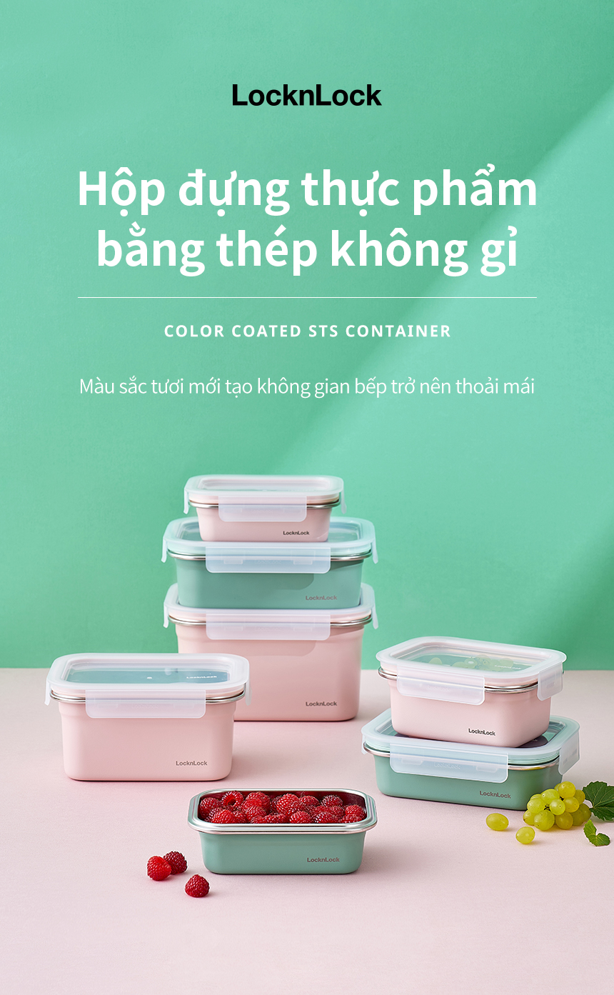 Locknlock Food Container Stainless Steel Storage Box with Pastel Color ...