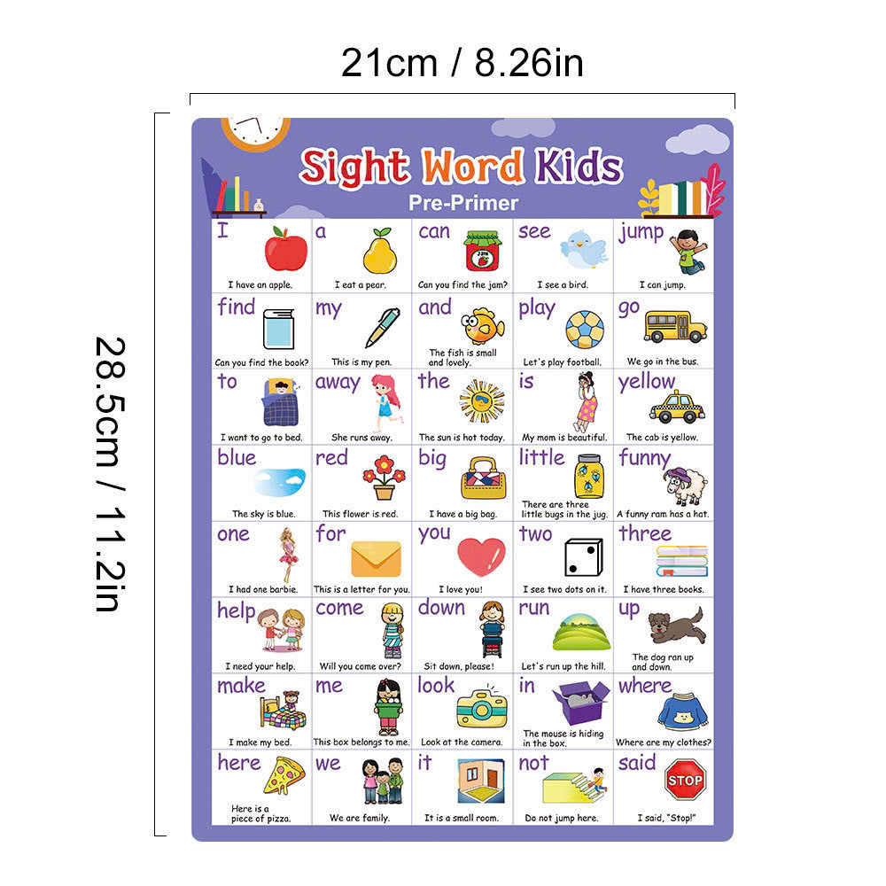 Complete set of 5 posters sight words kids 220 words + mp3 listening ...