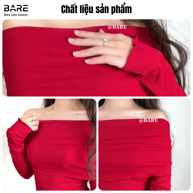 BARE_"Available in size - Genuine ribbed fabric" Sexy long-sleeved off ...