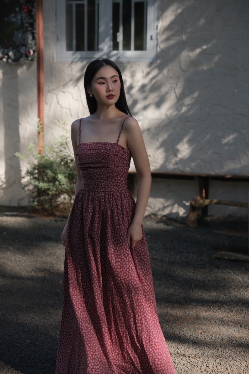 Merlin Dress - Vintage Red Floral Dress (original photo) | Shopee ...