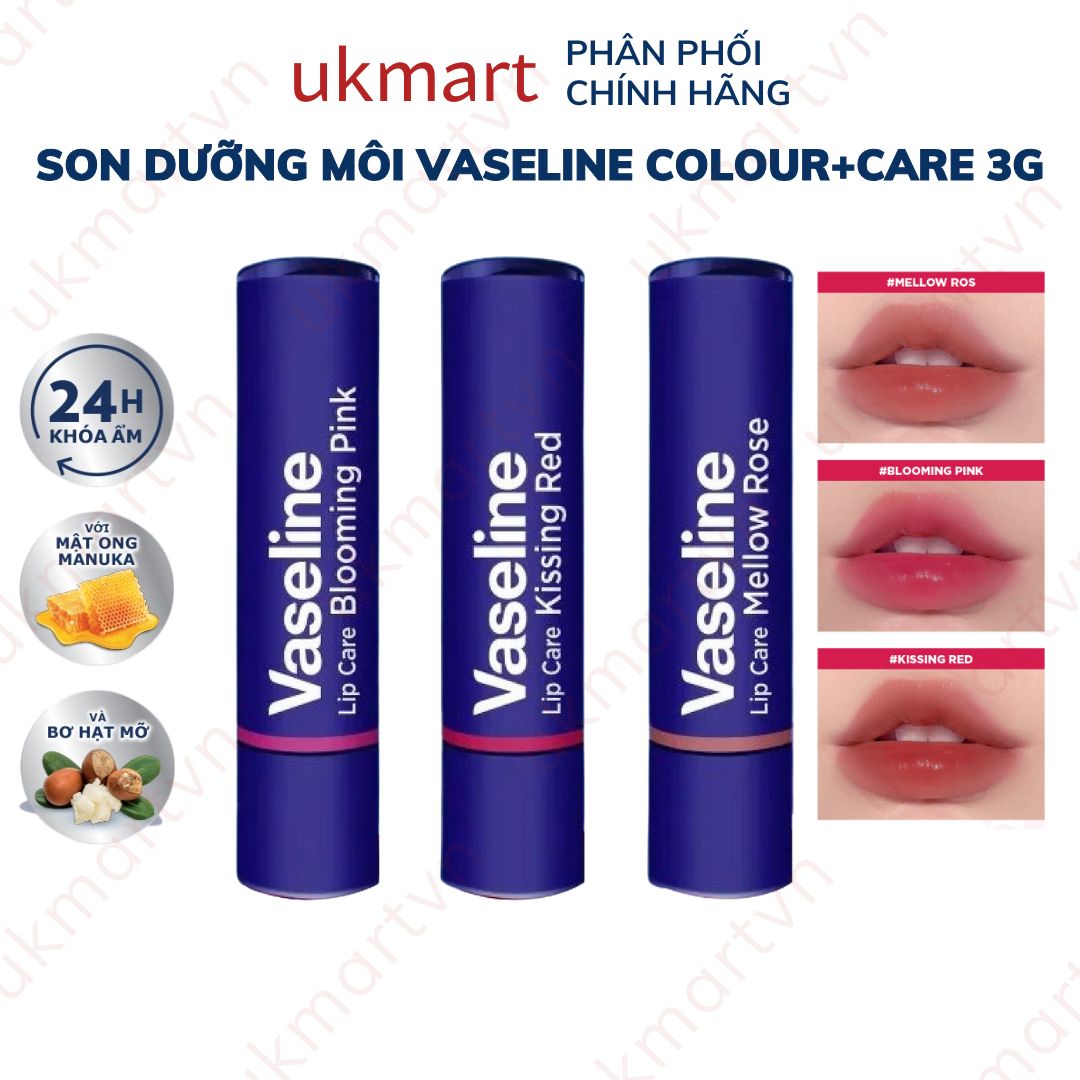 Vaseline Color+Care Kissing Red Mellow Rose Blooming Pink Lip Balm 3g ...