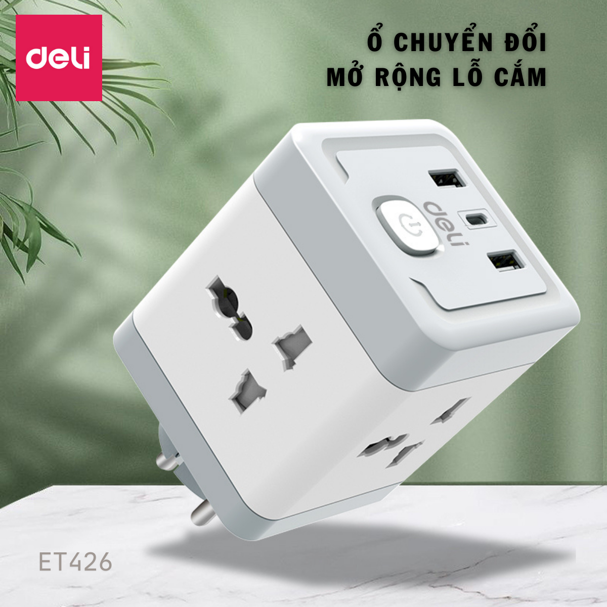 Deli Tower Square Power Socket USBTypeC Fast Charging 20W Auto-Stop ...