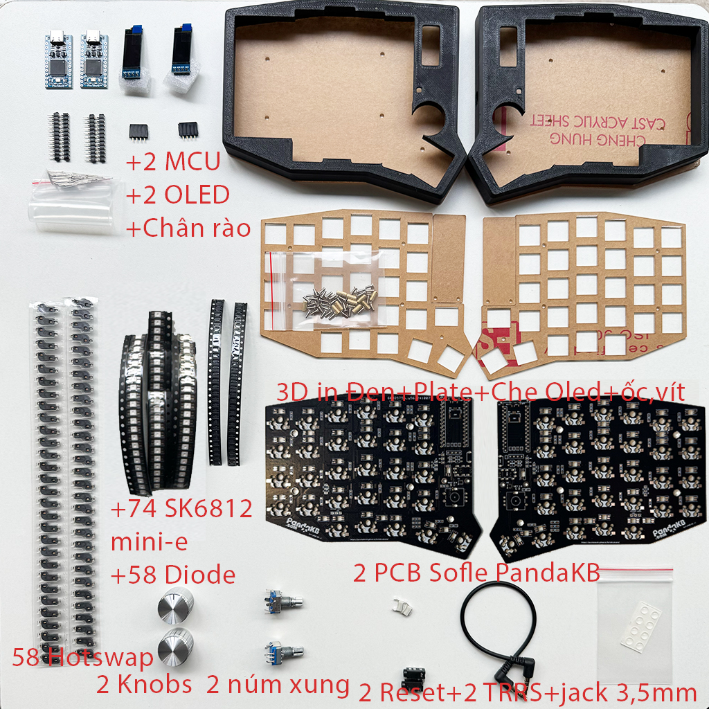 DIY Sofle Split Keyboard Layout 58 Using Atmega32u4 AU Download Control Code QMK VIA VIAL ...