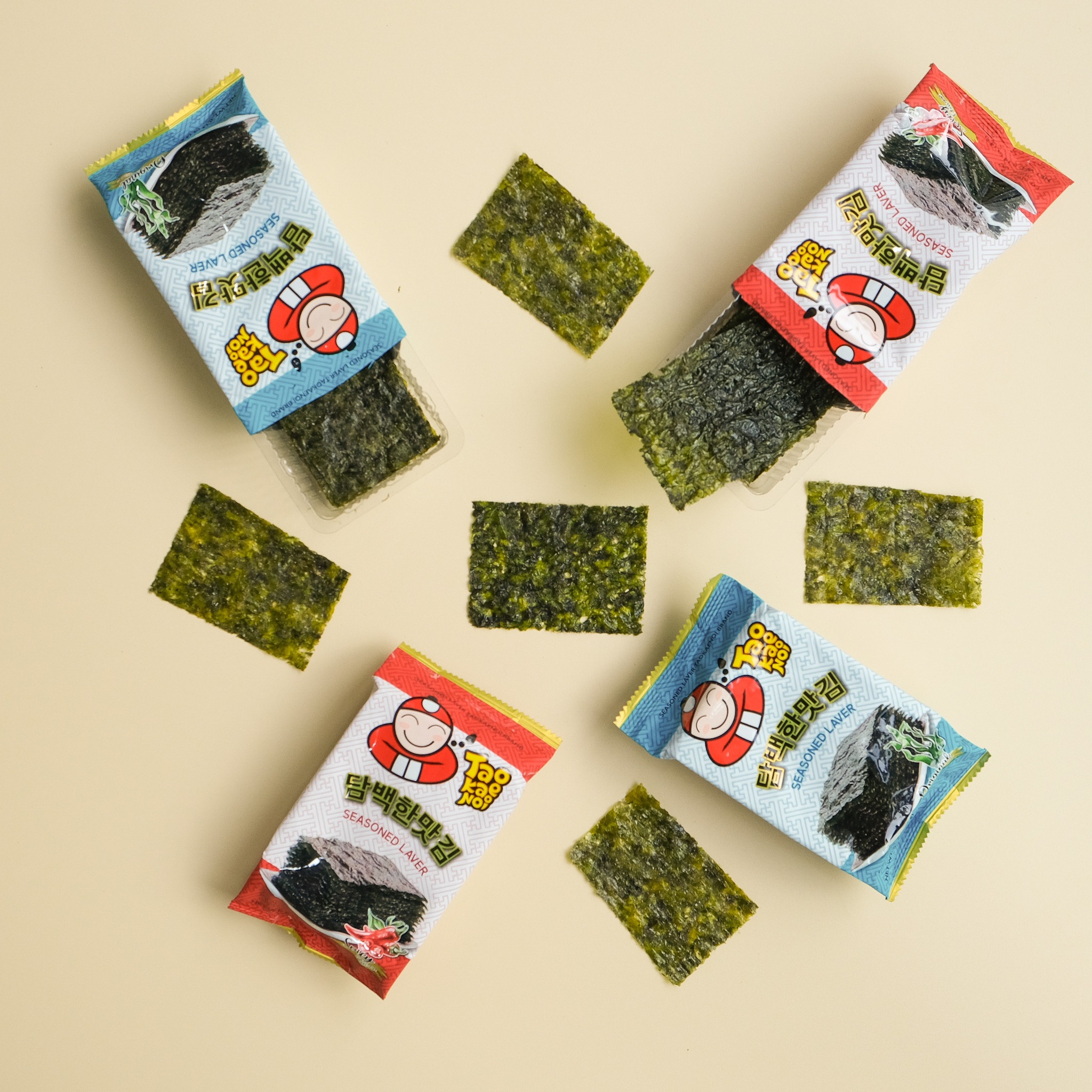 [lot Of 3 Pack] Taokaenoi Seaweed Snack Seasoned Laver 4g Genuine