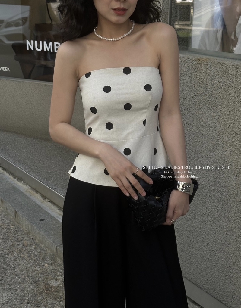 SHI SHI | 2-Layer Polka Dot Tube Top (original photo) | Shopee Philippines
