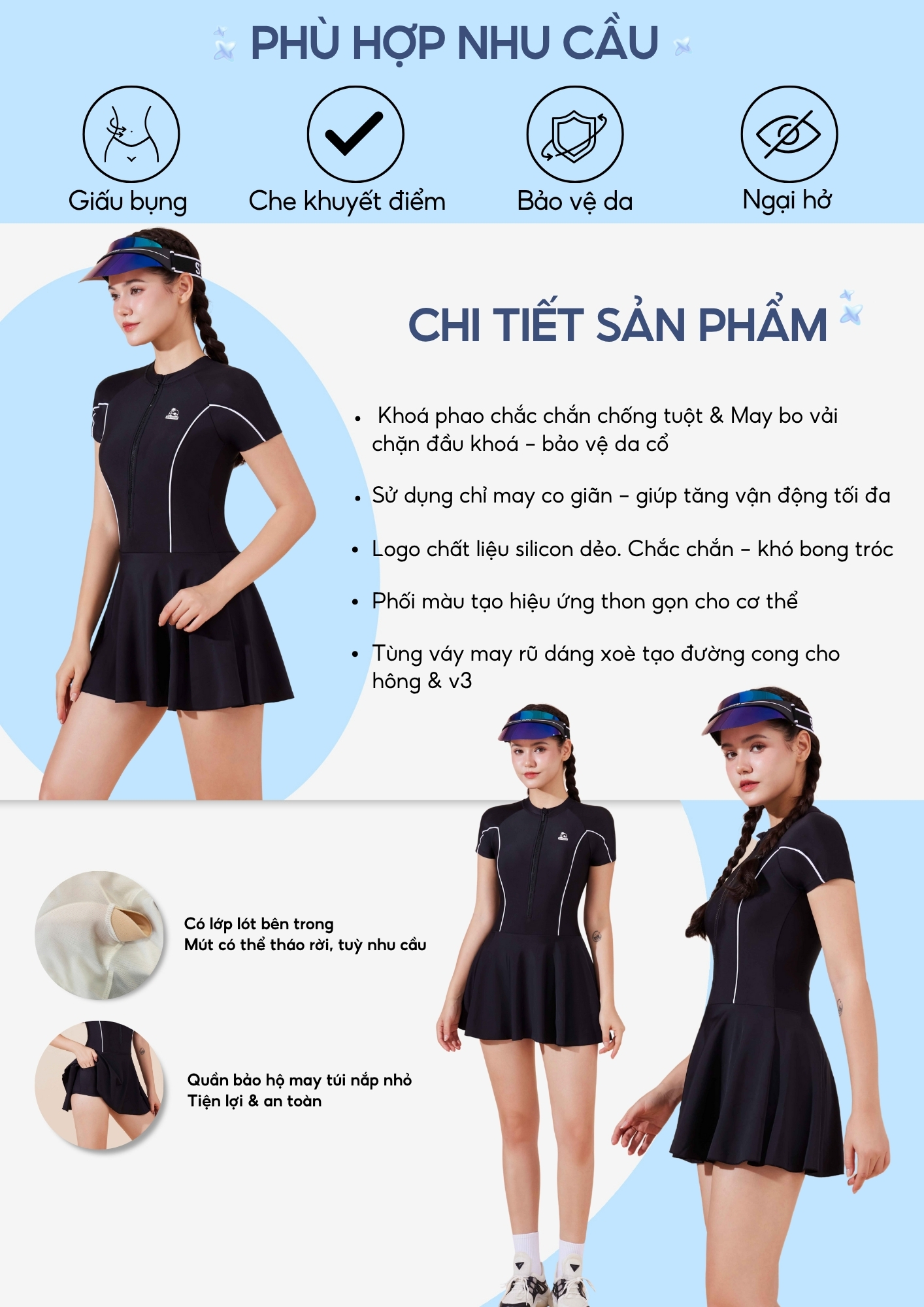 Women's BIKINI PASSPORT one-piece swimsuit with short sleeves SkewingBold - Black - BS1039_BL ...