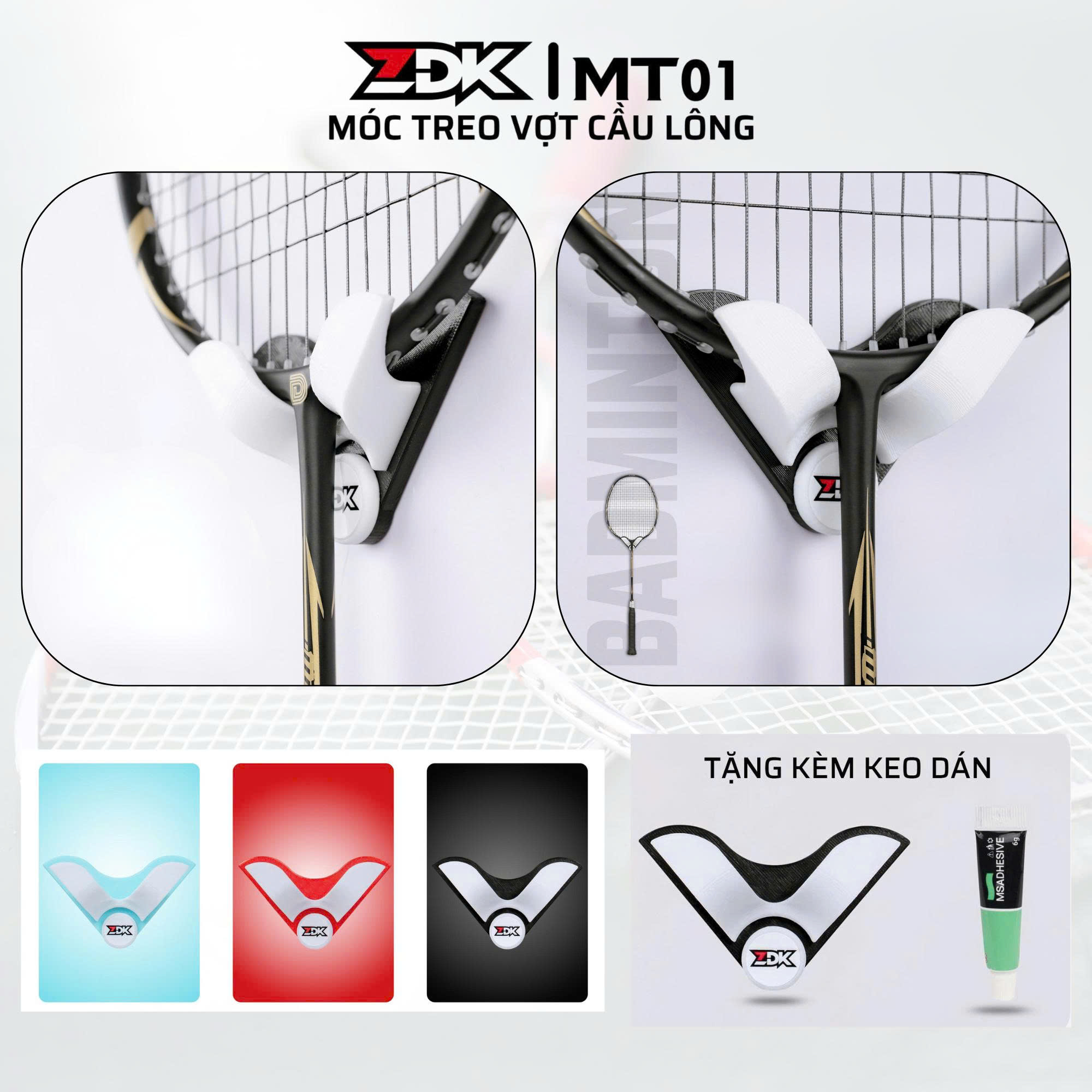 Wall mount, Badminton racket mount, ZDK MT01 badminton racket hanger ...