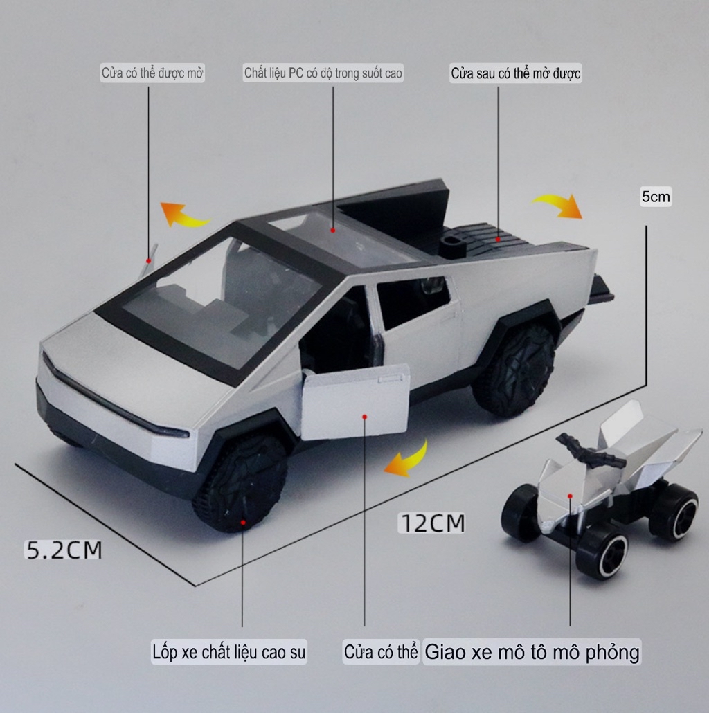 Tesla Cyber Truck 1:36 pickup Truck model (with car) | Shopee Philippines