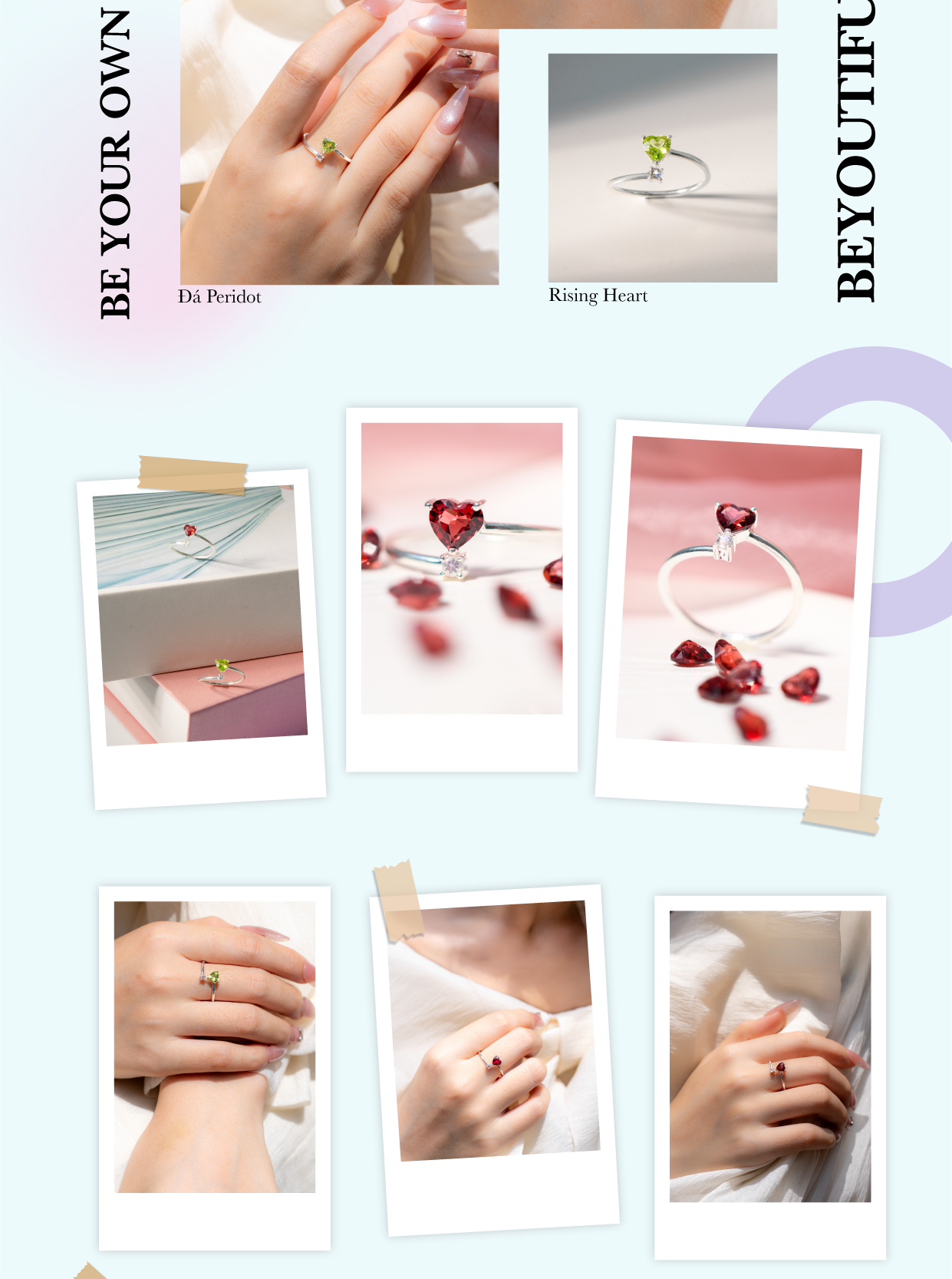 925 Silver Ring with Natural Stone Heart Facet Aura Of Love Exquisite ...