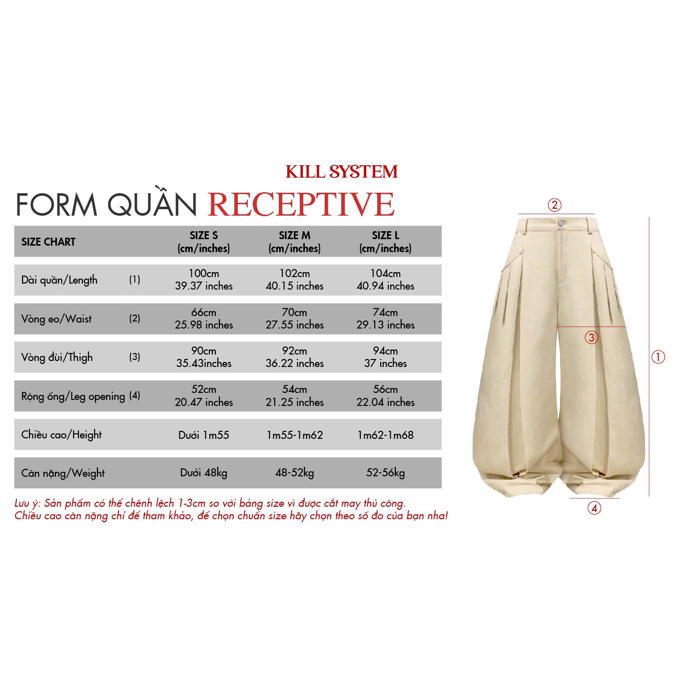 RECEPTIVE curved wide-leg khaki pants - KILL SYSTEM | Shopee Philippines