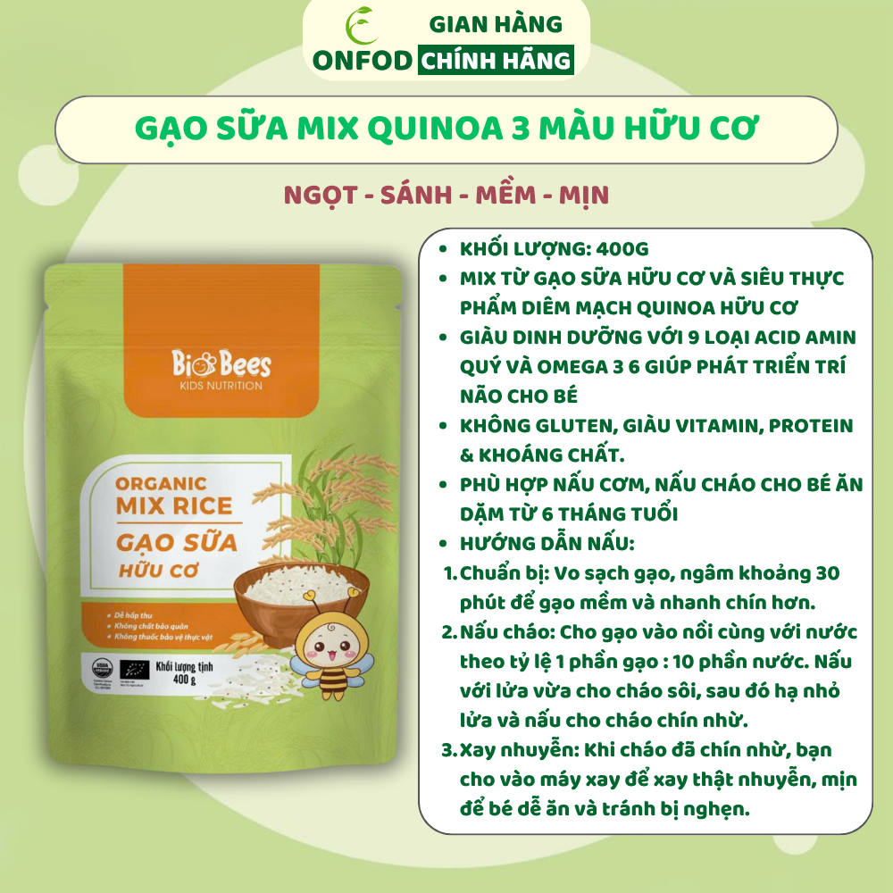 Milk rice mixed with organic quinoa Biobees ONFOD for babies from 6 ...