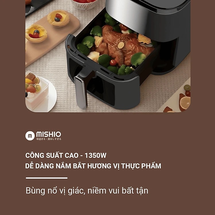 Mishio MK391 8 Liter Oil-Free Fryer with easy-to-see glass inside ...