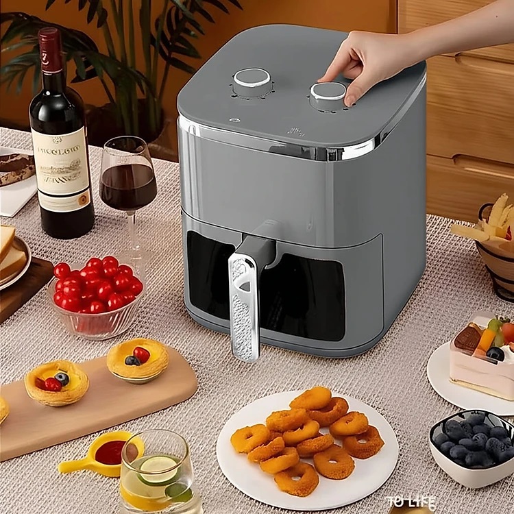 Mishio MK391 8 Liter Oil-Free Fryer with easy-to-see glass inside ...