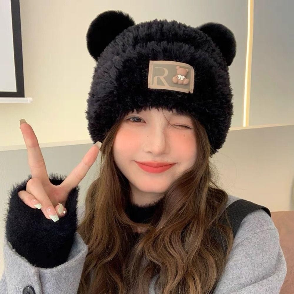 Korean women's wool hat Acantha bucket ulzzang fleece beautiful winter ...