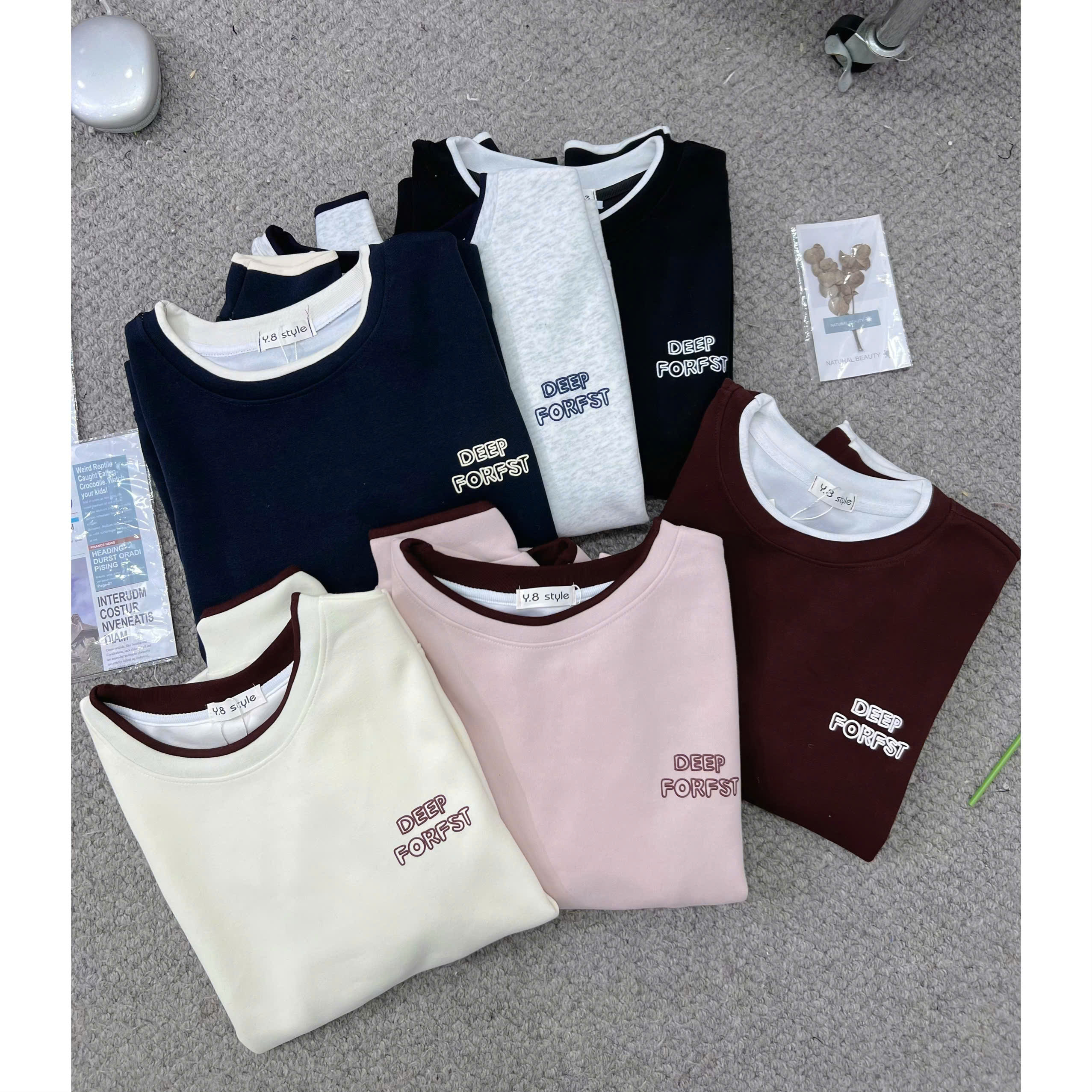 DEEP FOREST Loose Sweatshirt with Cherry Print for Men and Women Korean ...