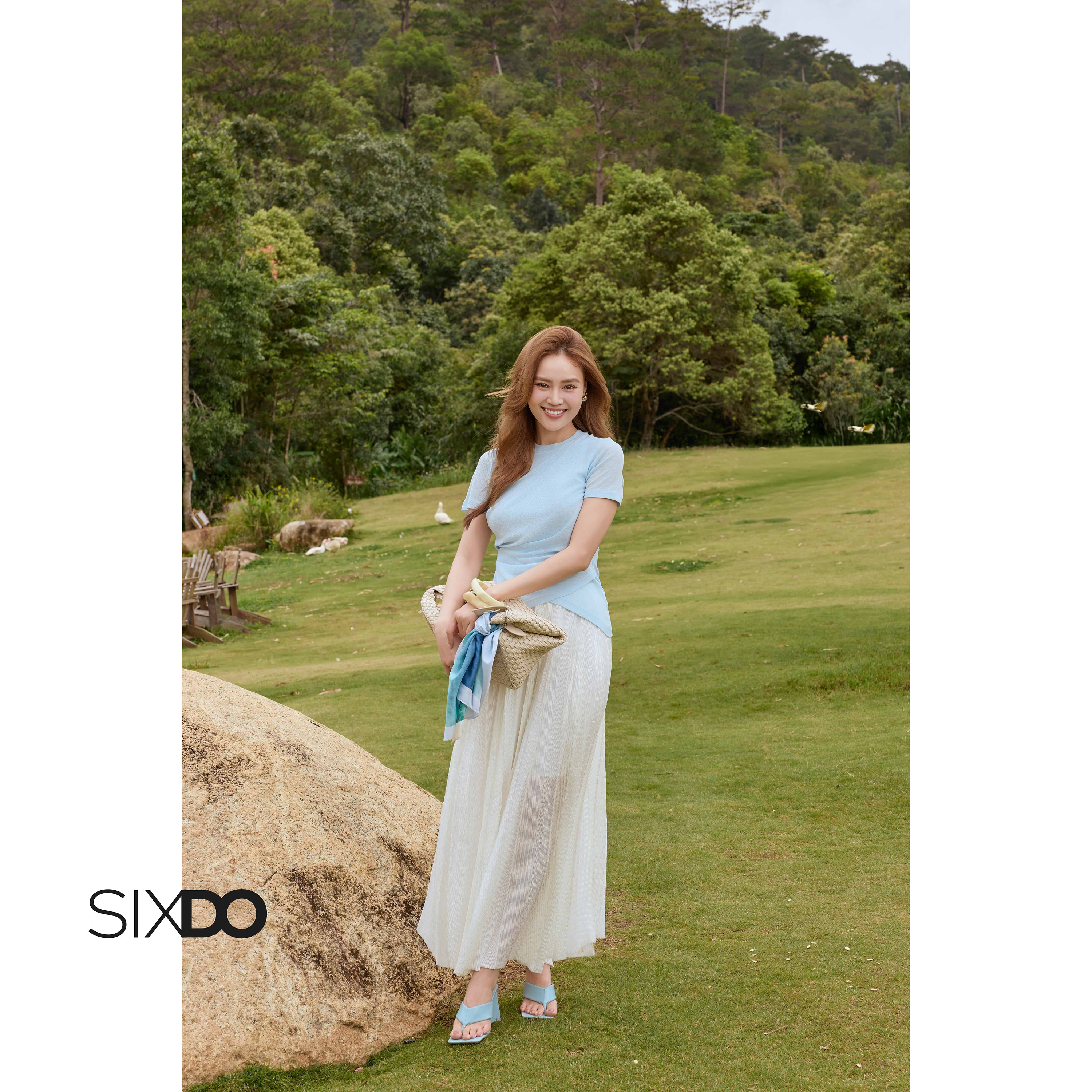 SIXDO Women's Light Blue Woven Blouse (Light Blue Woven Blouse ...