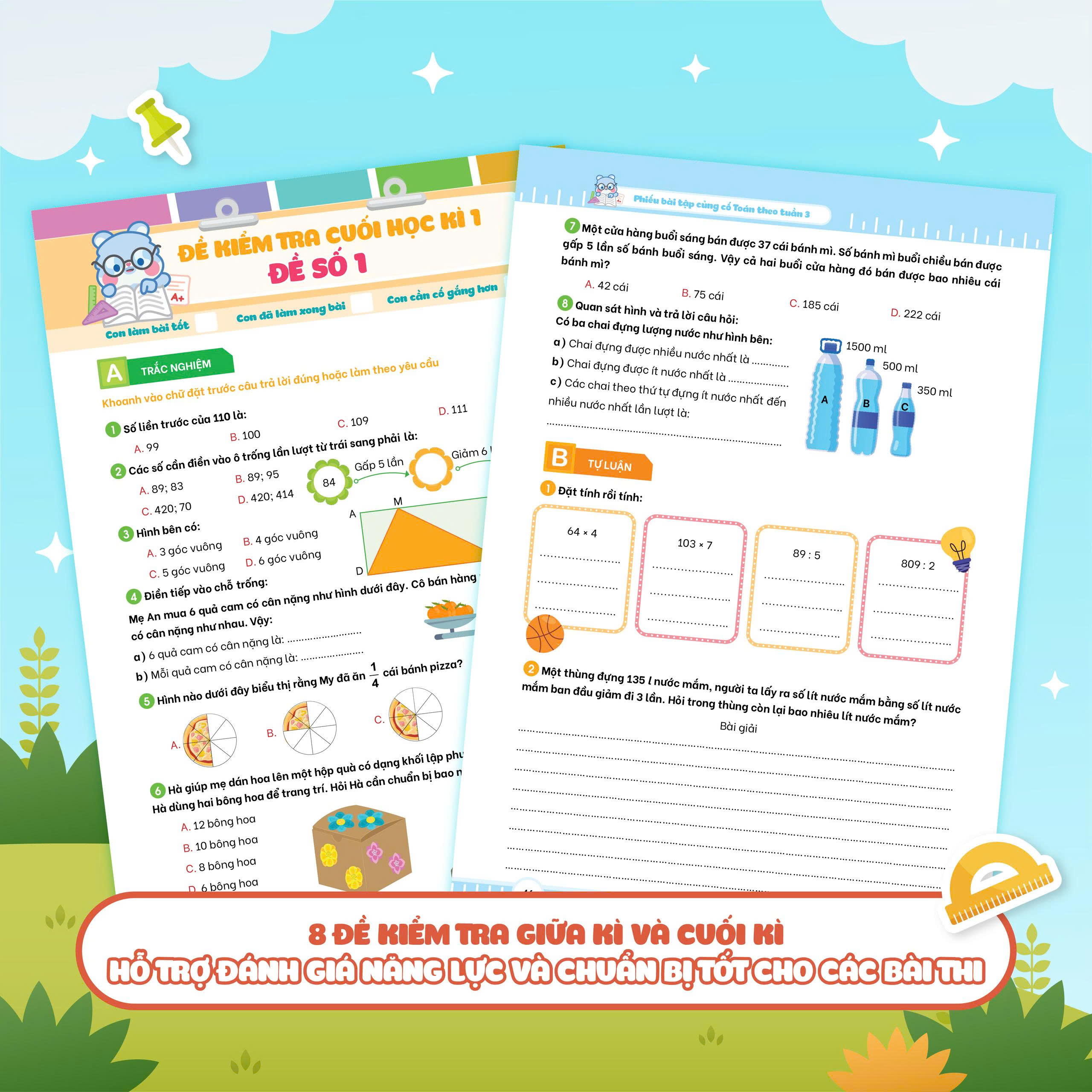 Combo book of Vietnamese Math problems by week Grade 3 (2 books ...