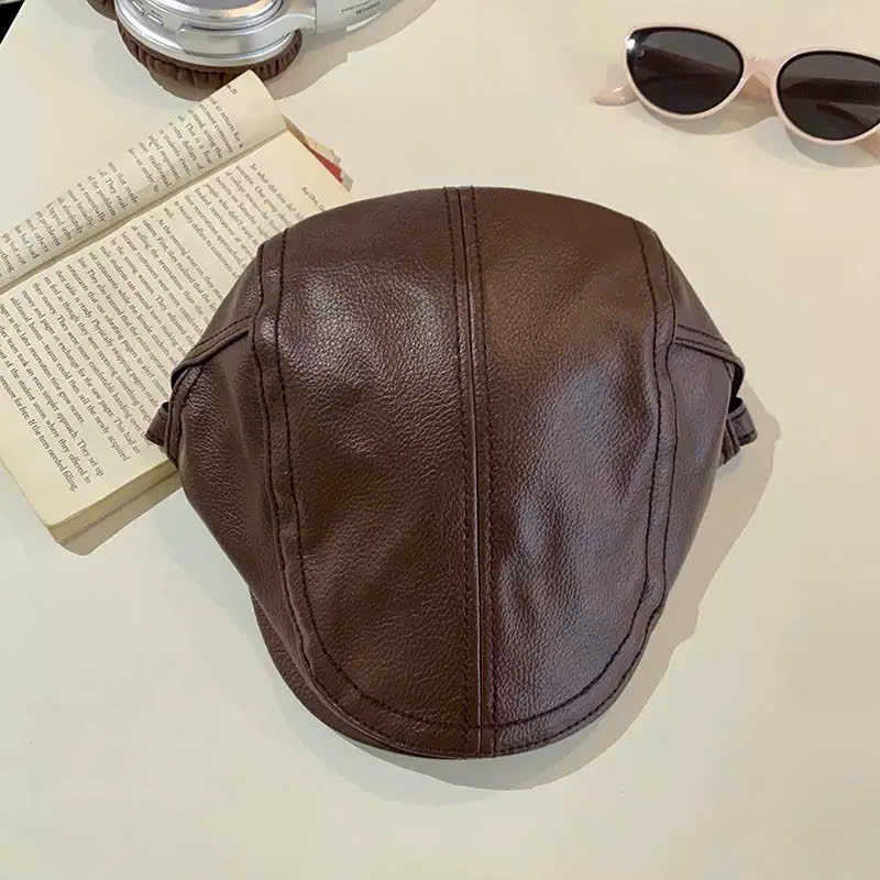Elegant and Classic Style Men's Beret Hat, High Quality PU Leather ...