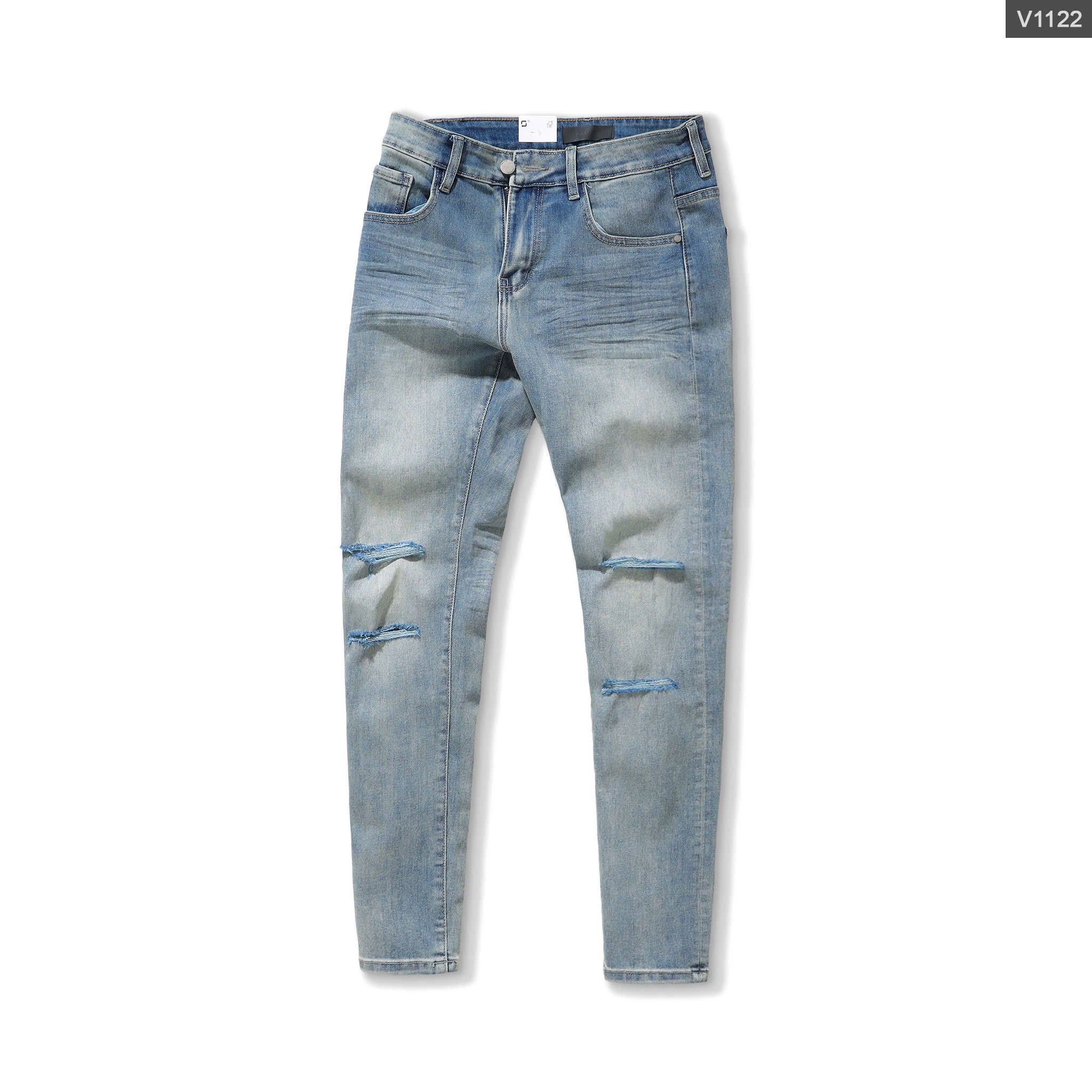 Men's long jeans Code_V1122, slim fit, ripped blue color, perfect ...