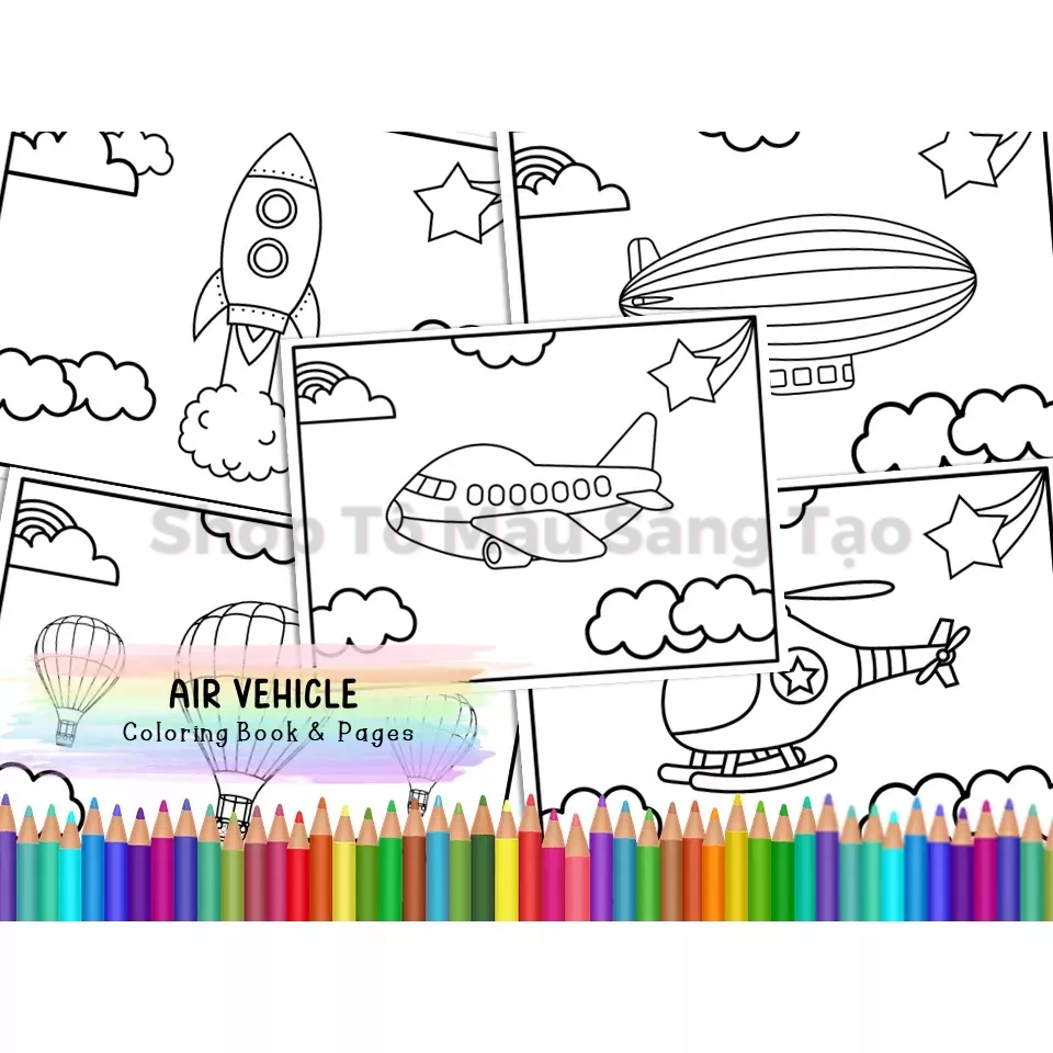 Set Of 30 Creative Plane Coloring Sheets For Kids A4 Size A4 - A5 For ...