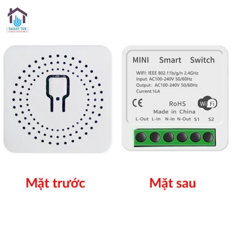 Tuya Mini 2-Way 16A Wifi Smart Switch, In-Wall Base, On/Off Controlled ...