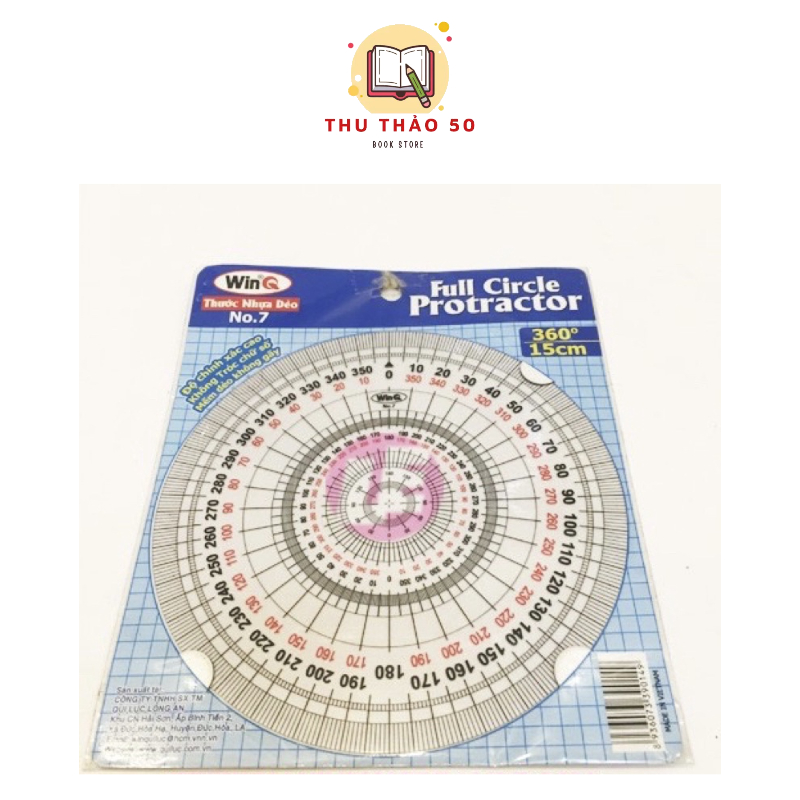 Circular protractor, 360 degrees No.7 Winq, used in mathematics and ...