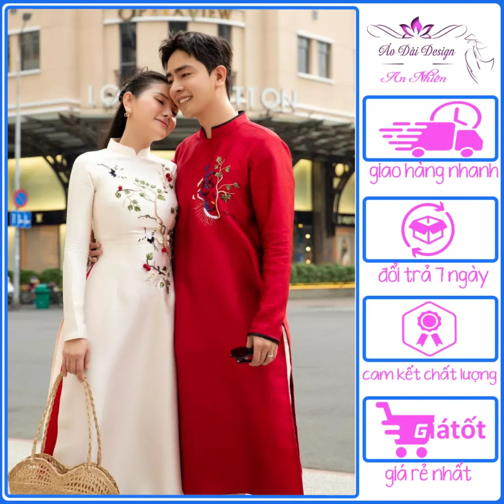 Parents' Innovative Ao Dai Set - Tapta Fabric - Embroidered Motifs ...