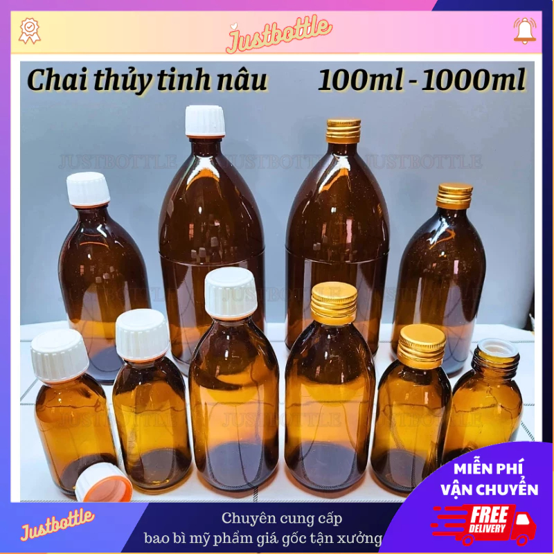 Brown Glass Bottle 100Ml 125Ml 250Ml 500Ml 1000Ml 1L Glass Jar for ...